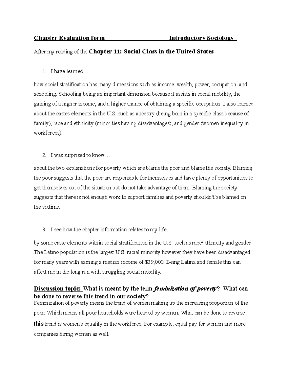 Chap 11 - Chapter 11: Social Class in the United States - Introduction ...