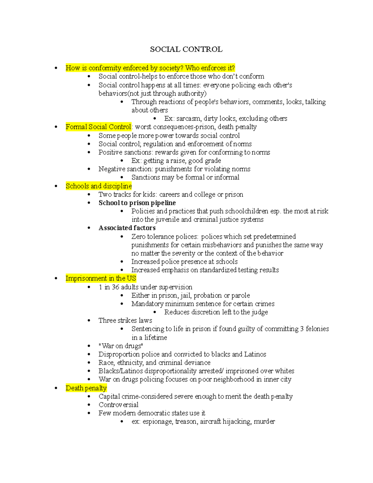 Social control Lecture Notes - SOCIAL CONTROL How is conformity ...