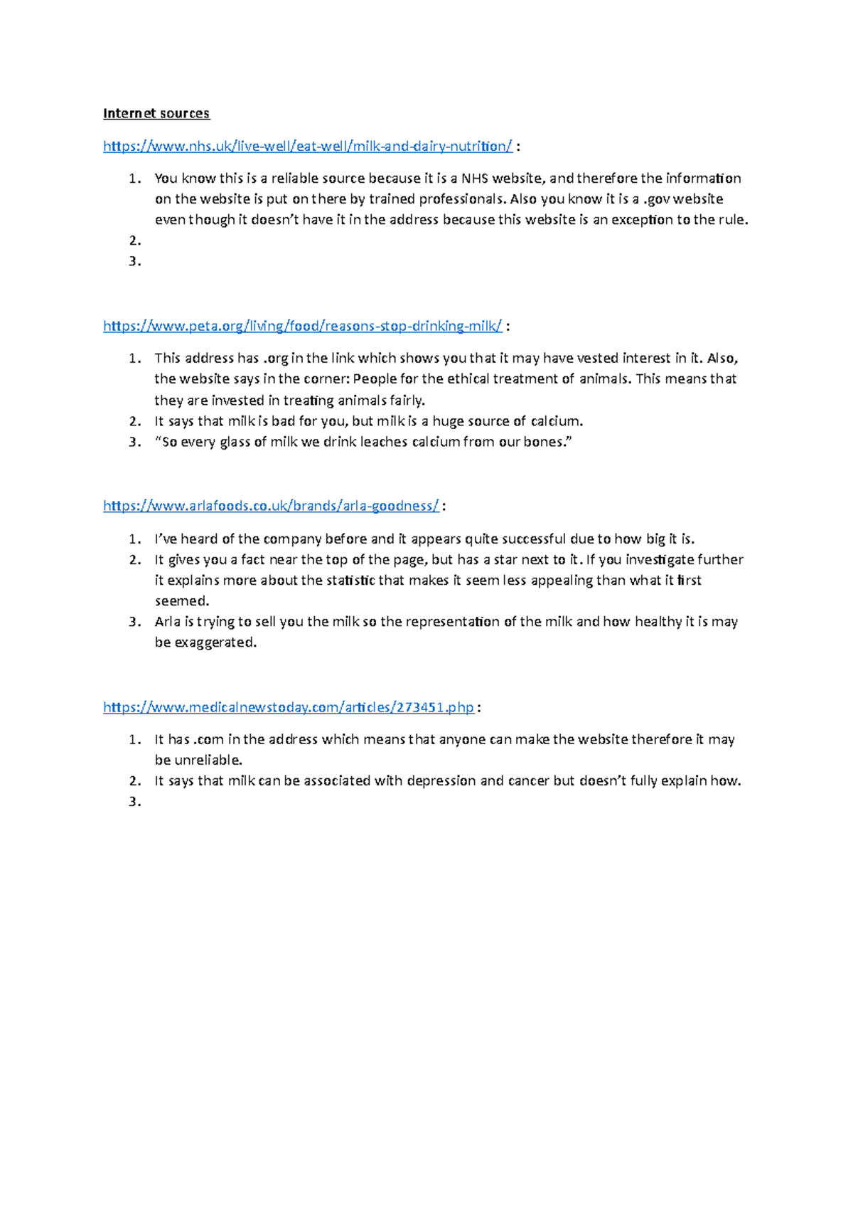 Internet sources - GREAT - Internet sources nhs/live-well/eat-well/milk ...