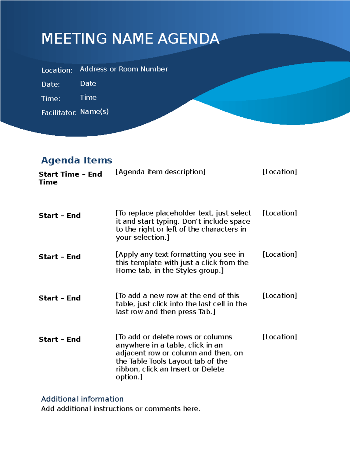 Template Meeting Name Agenda - MEETING NAME AGENDA Location: Address or ...