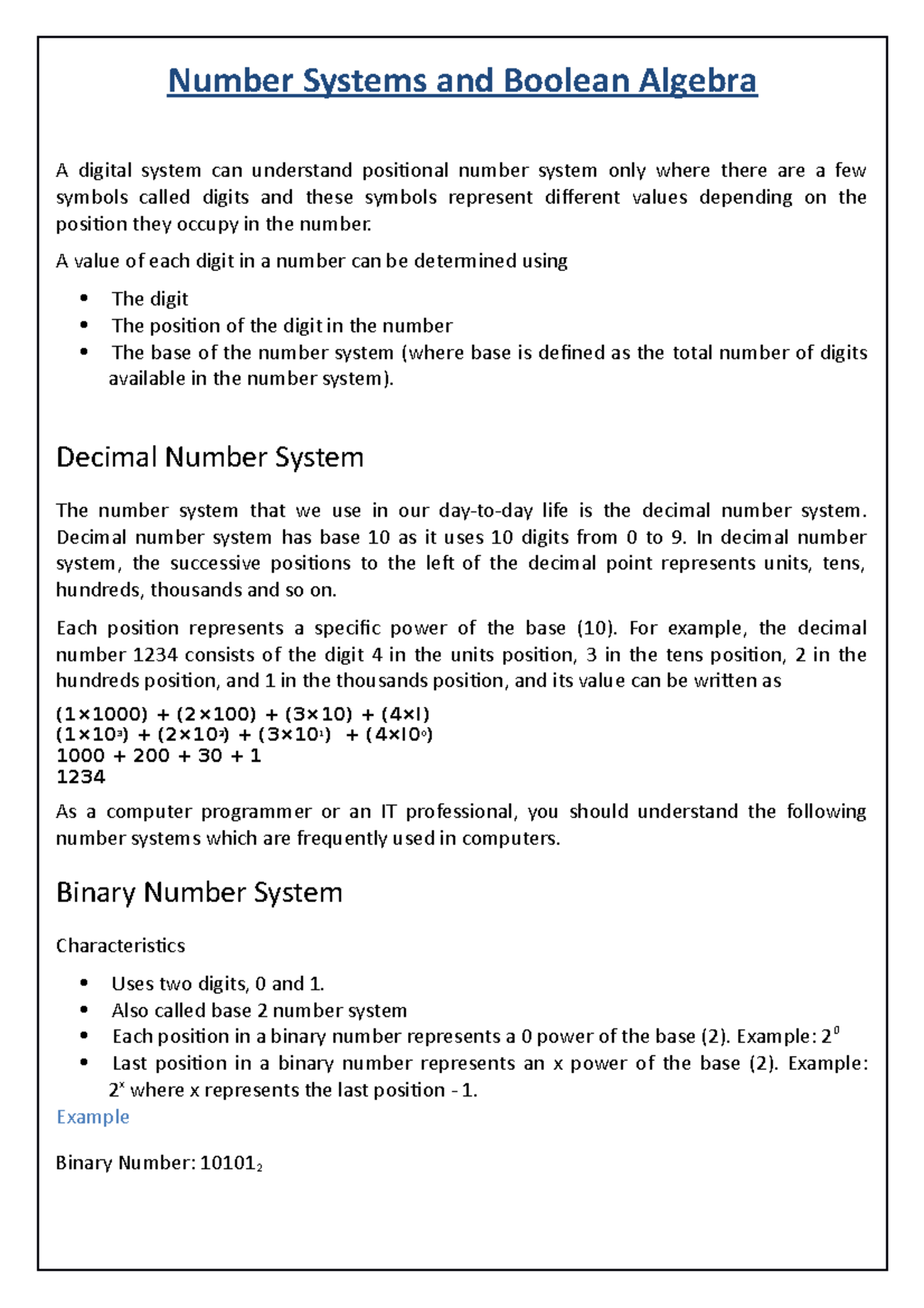 Number Systems And Boolean Algebra Part1 Number Systems And Boolean Algebra A Digital System 9922