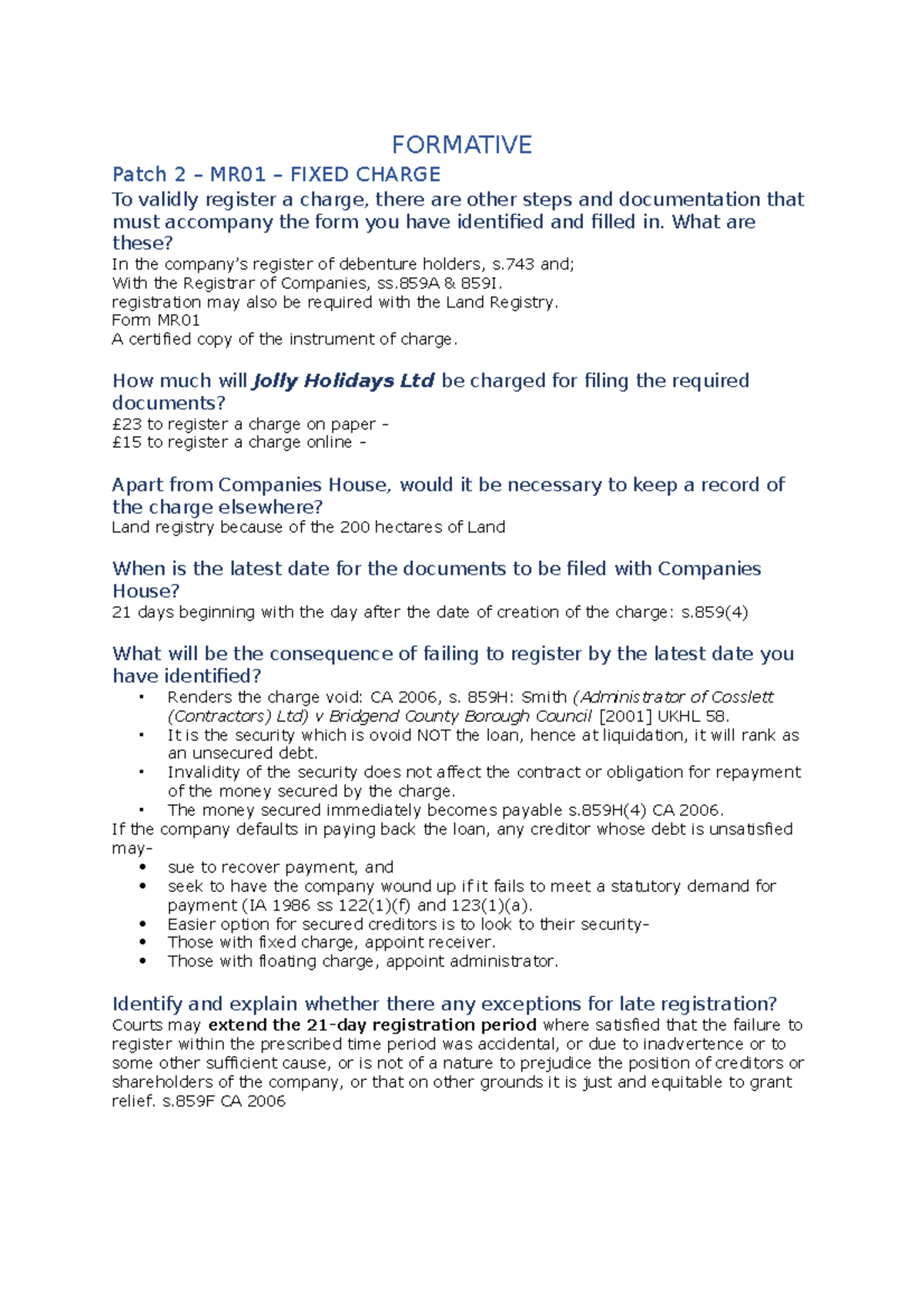 Formative Notes - FORMATIVE Patch 2 – MR01 – FIXED CHARGE To validly ...