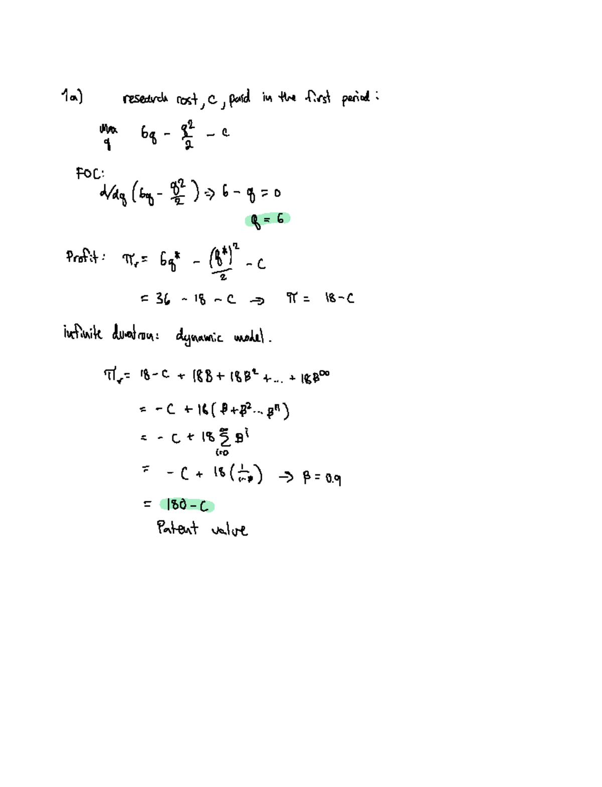 348 A1 - Midterm Practice Problems - 1a research cost C paid in the first period Mq Gq E e FOC ...