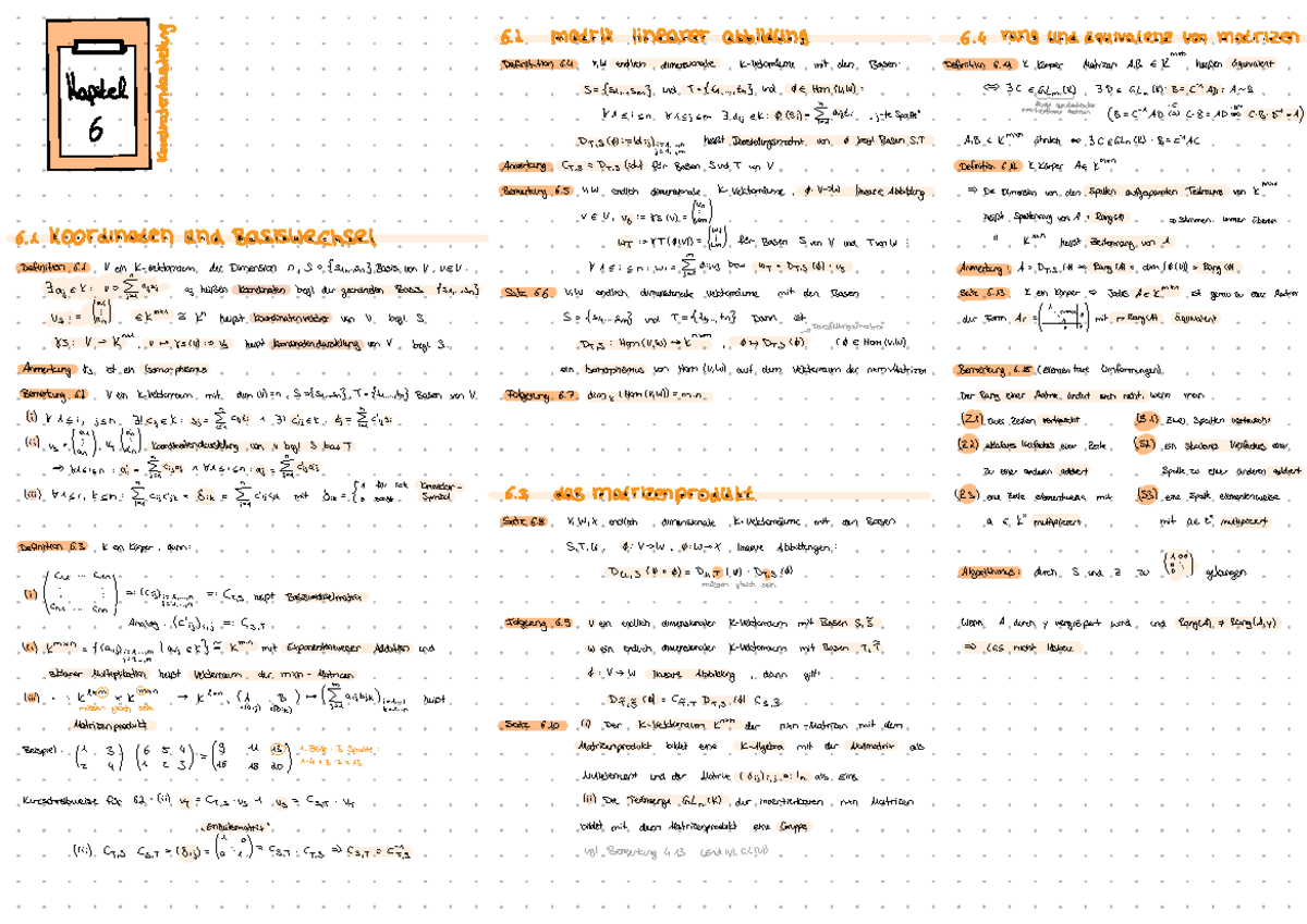 Lin A - Lineare Algebra 1 bei Prof. Dr. Jürgen Klüners - 6 Matliefer ...