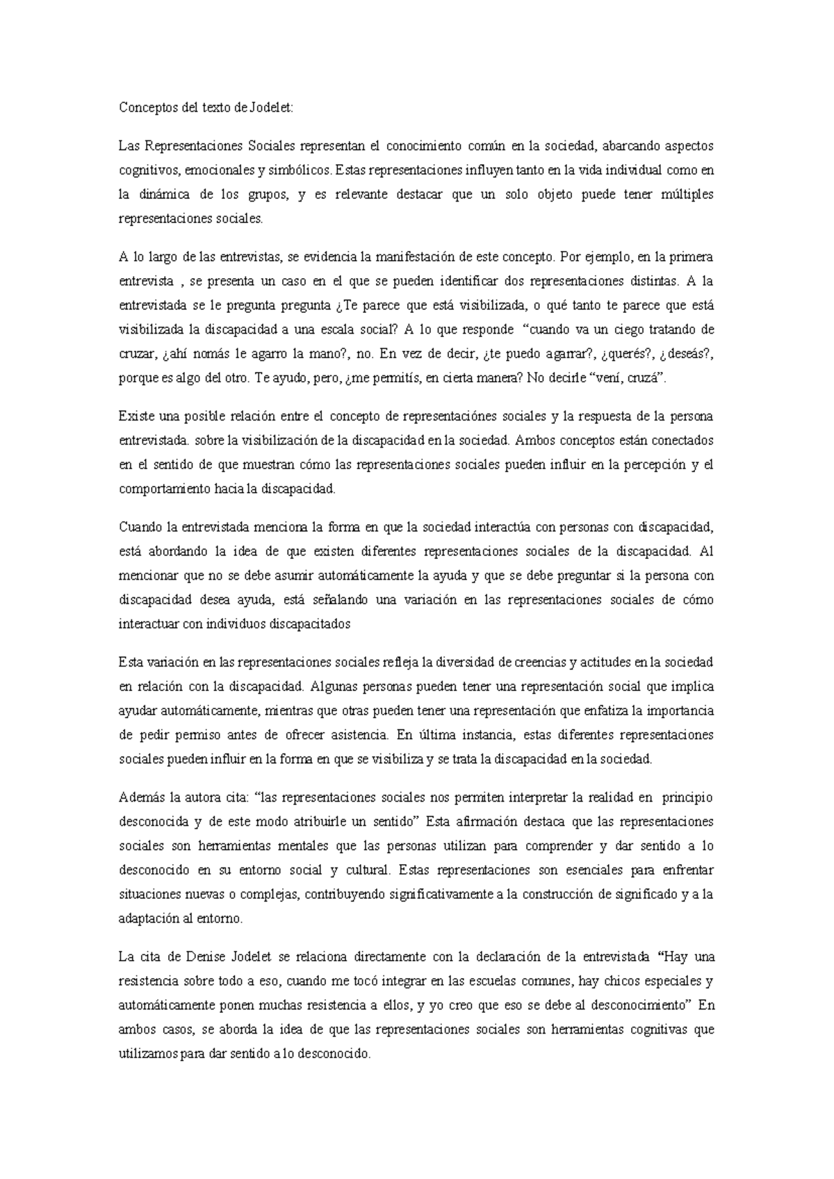 Conceptos del texto de Jodelet - Estas representaciones influyen tanto ...