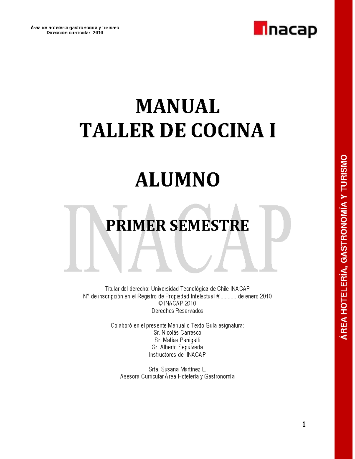 Manual Cocina I - Dirección curricular 2010 ÁREA HOTELERÍA, GASTRONOMÍA ...