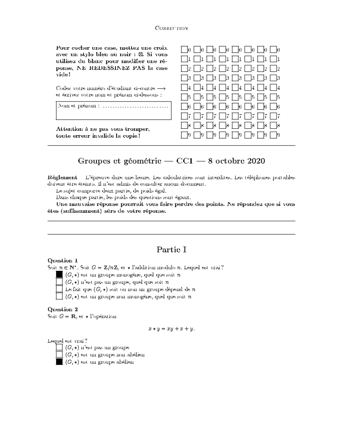 CC1 corrigé - P♦ r ♦ r ♥ s ♠ tt ③ ♥ r♦ ① ♥st② ♦ ♦ ♥♦ r ⊠ ♦ s t s ③ ♥ ♣ ...