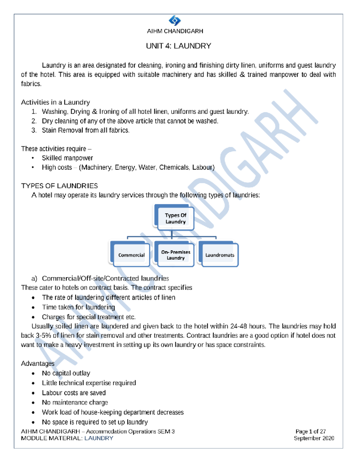 Ch-4 Laundry - Best for revision purposes - hotel and hospitality ...