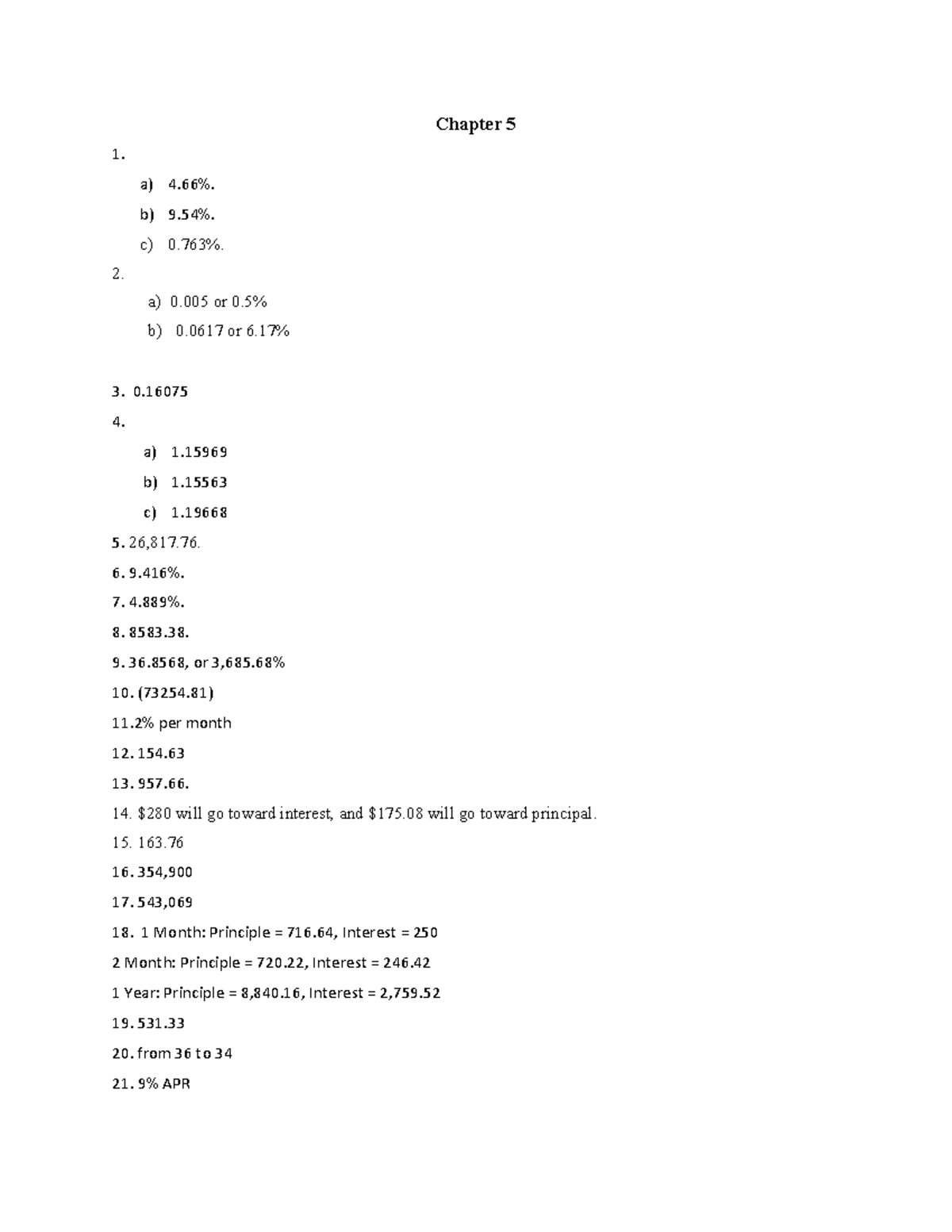 Answers to Textbook Problems - Chapter 5 - Chapter 5 1. a) 4%. b) 9%. c ...