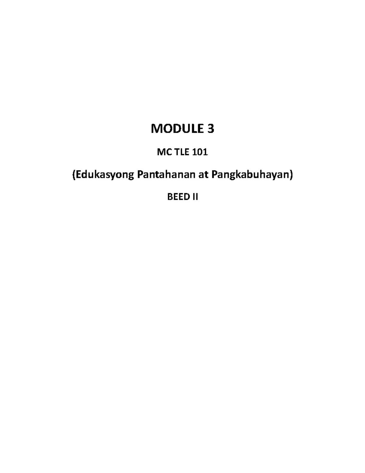 Module 3 MC TLE 101 EPP BEED II - MODULE 3 MC TLE 101 (Edukasyong Pantahanan at Pangkabuhayan ...