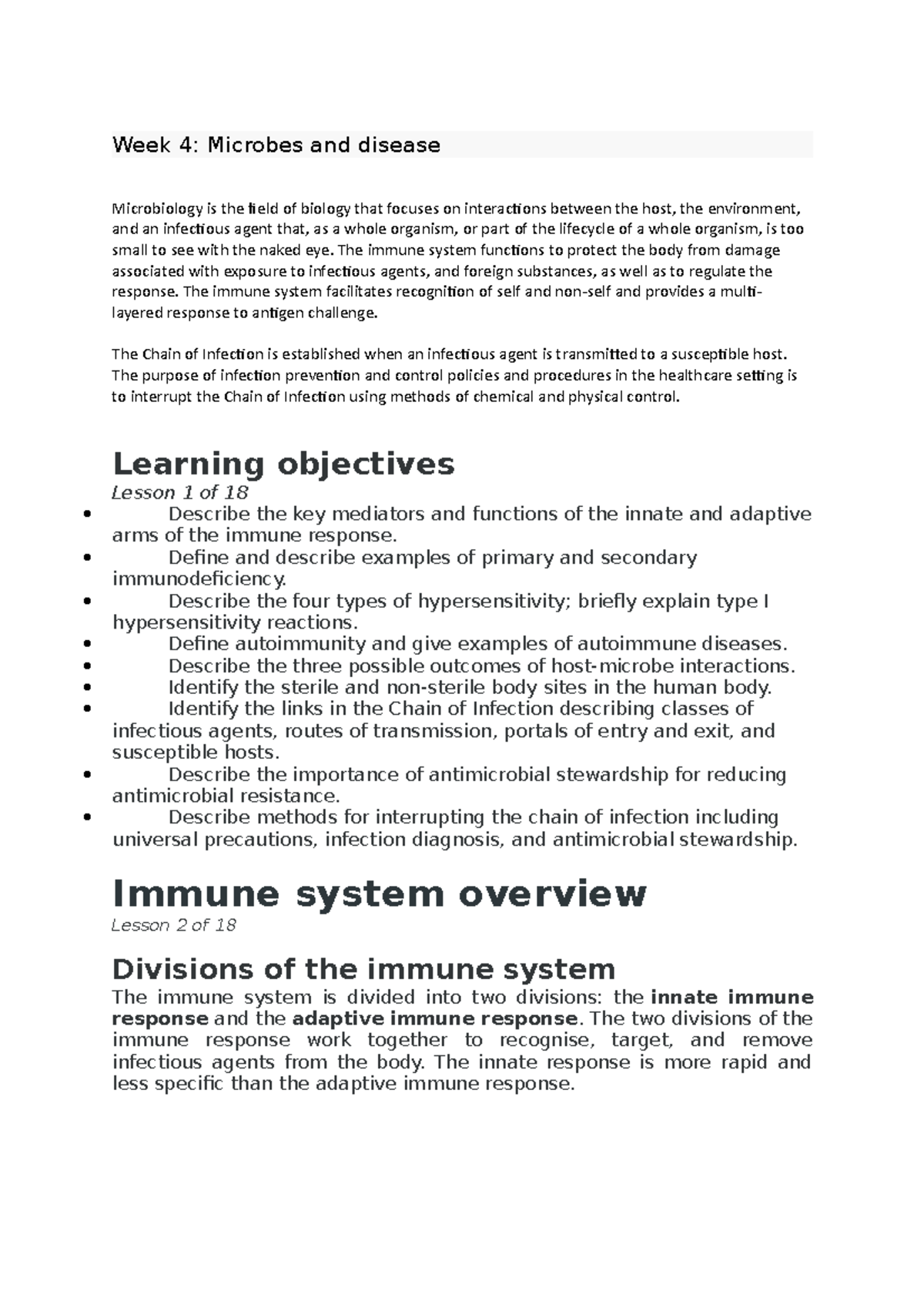W4-Microbes and disease - Week 4: Microbes and disease Microbiology is ...