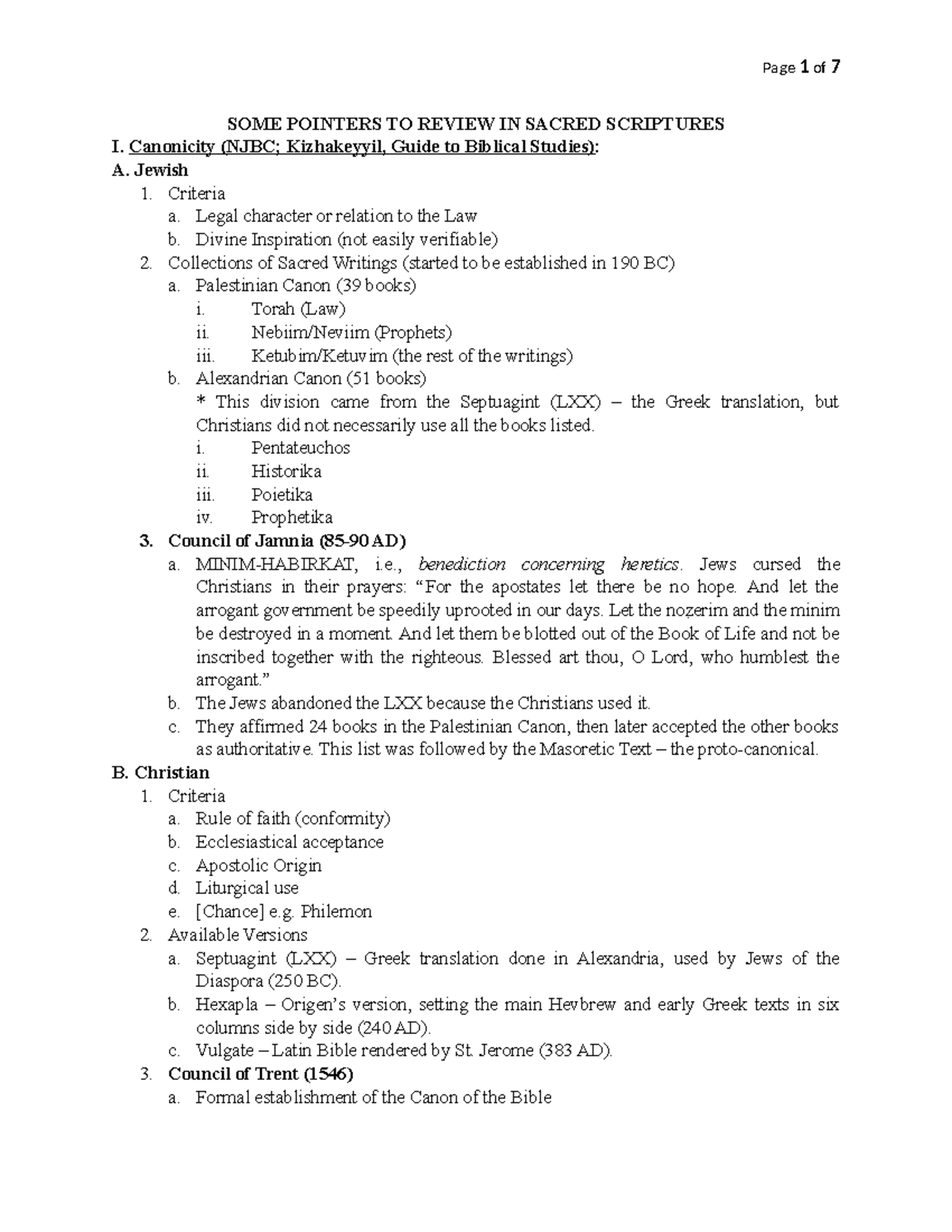 SOME Pointers TO Review IN Sacred Scriptures - SOME POINTERS TO REVIEW ...