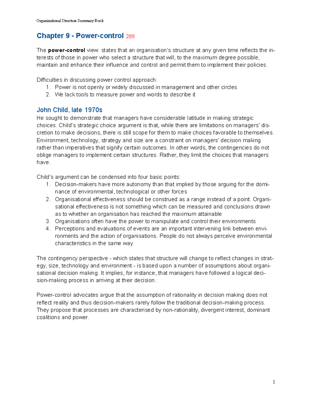 OS - Summary Book - samenvatting organisational structure - Chapter 9 ...