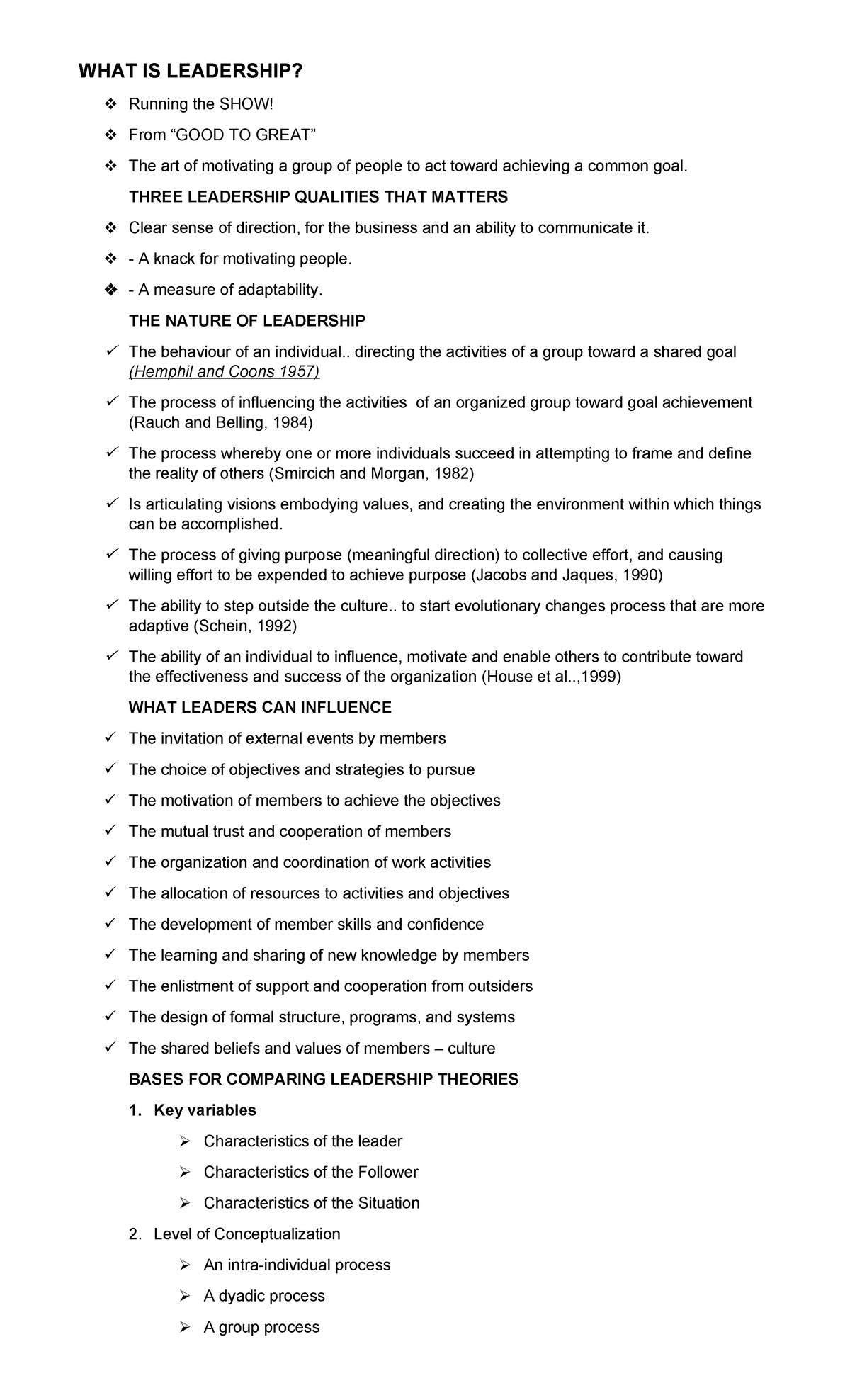 WHAT IS Leadership - NOTES - WHAT IS LEADERSHIP? Running the SHOW! From ...