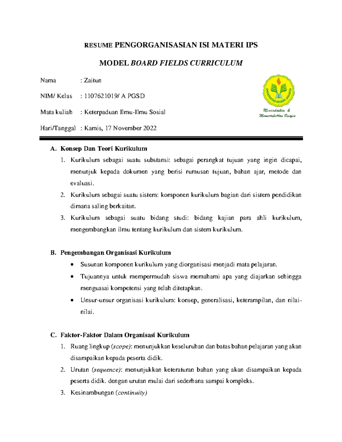 Tugas Summary 10 - RESUME PENGORGANISASIAN ISI MATERI IPS MODEL BOARD ...