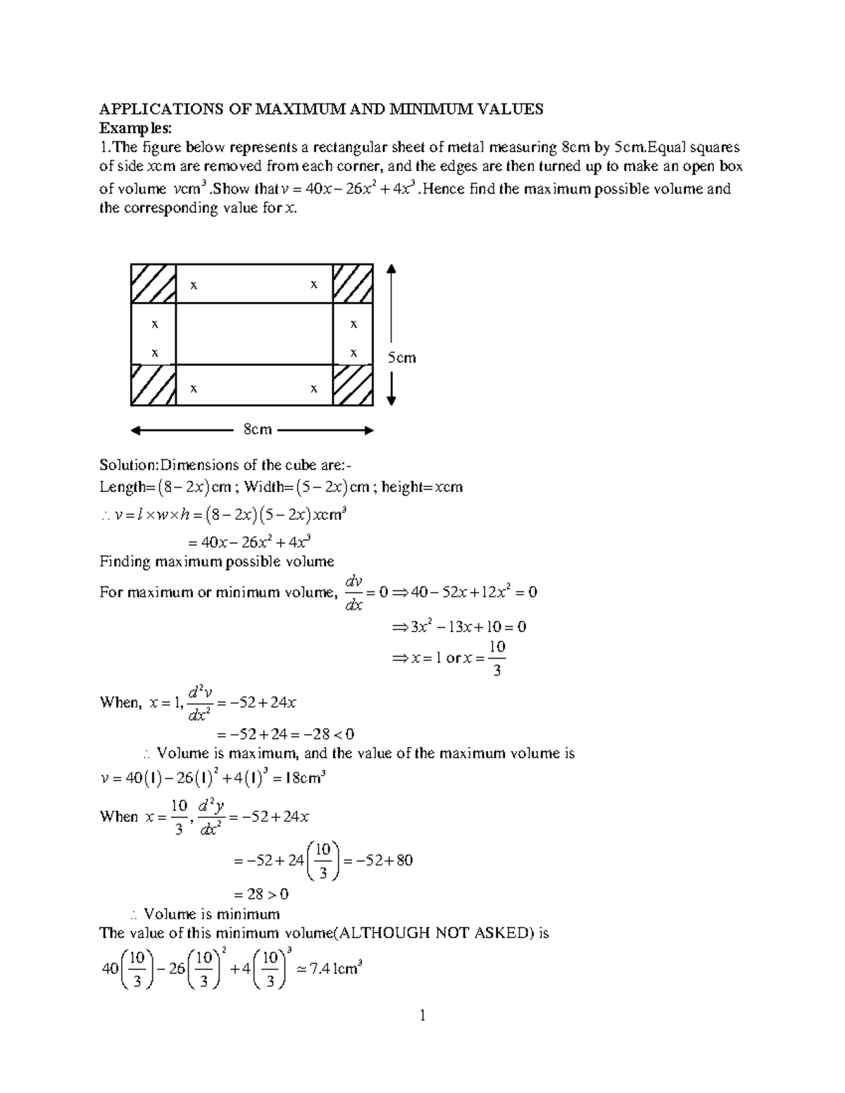 Pdf SMA 104 Lecture 12( Maximum Minimum, Curve Sketching ...
