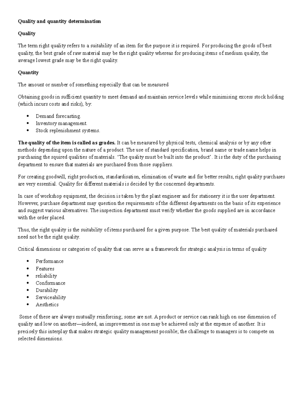 Quality and quanity - Lecture notes 3 - Quality and quantity ...