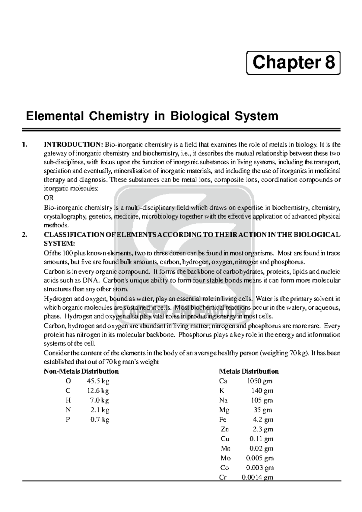 BIO- Inorganic- Chemistry - Elemental Chemistry in Biological System 95 w w w .careerendeavo ur ...