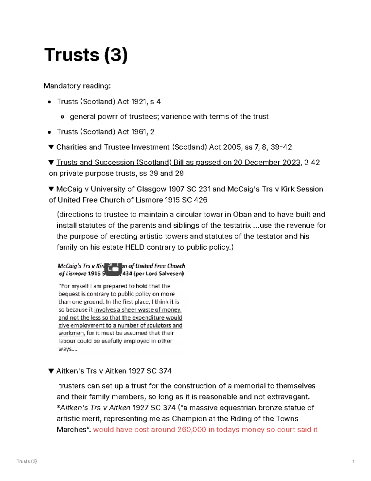 Trusts Tutorial - Trusts (3) Mandatory reading: Trusts Scotland) Act 1921, s 4 general powrr of ...