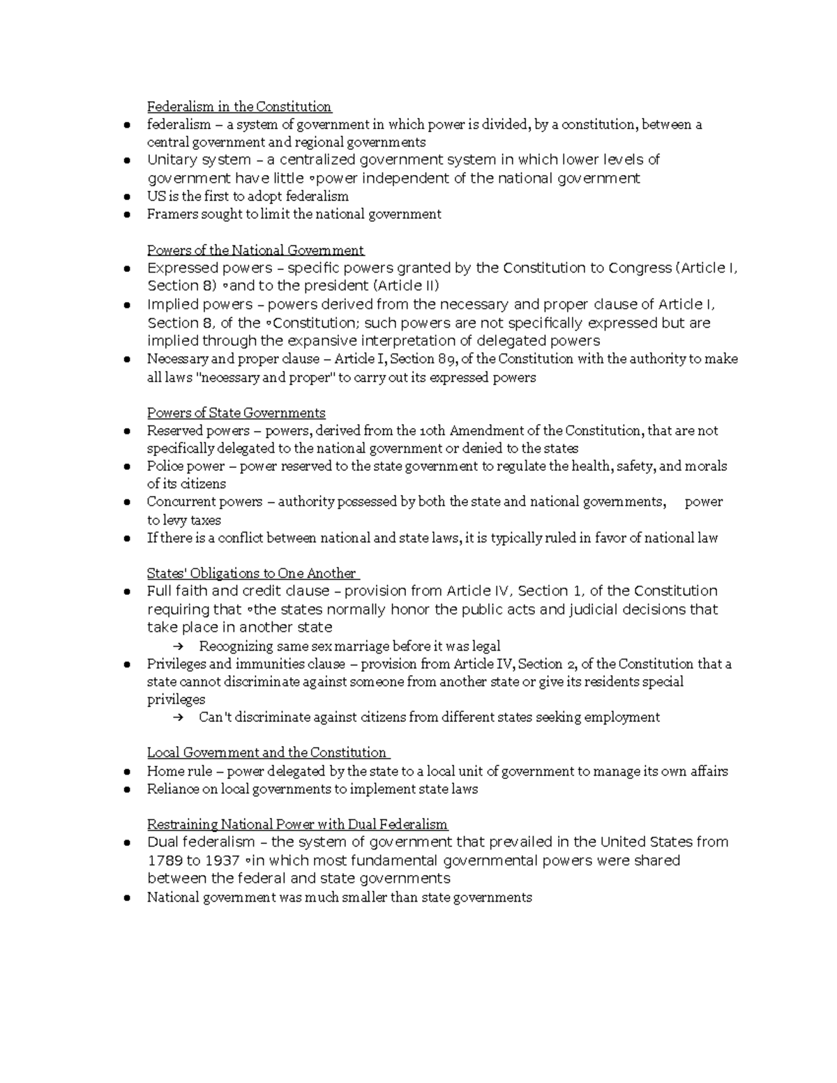 GOVT Chap 3 WTP - We The People Chapter 3 short summary - Federalism in ...