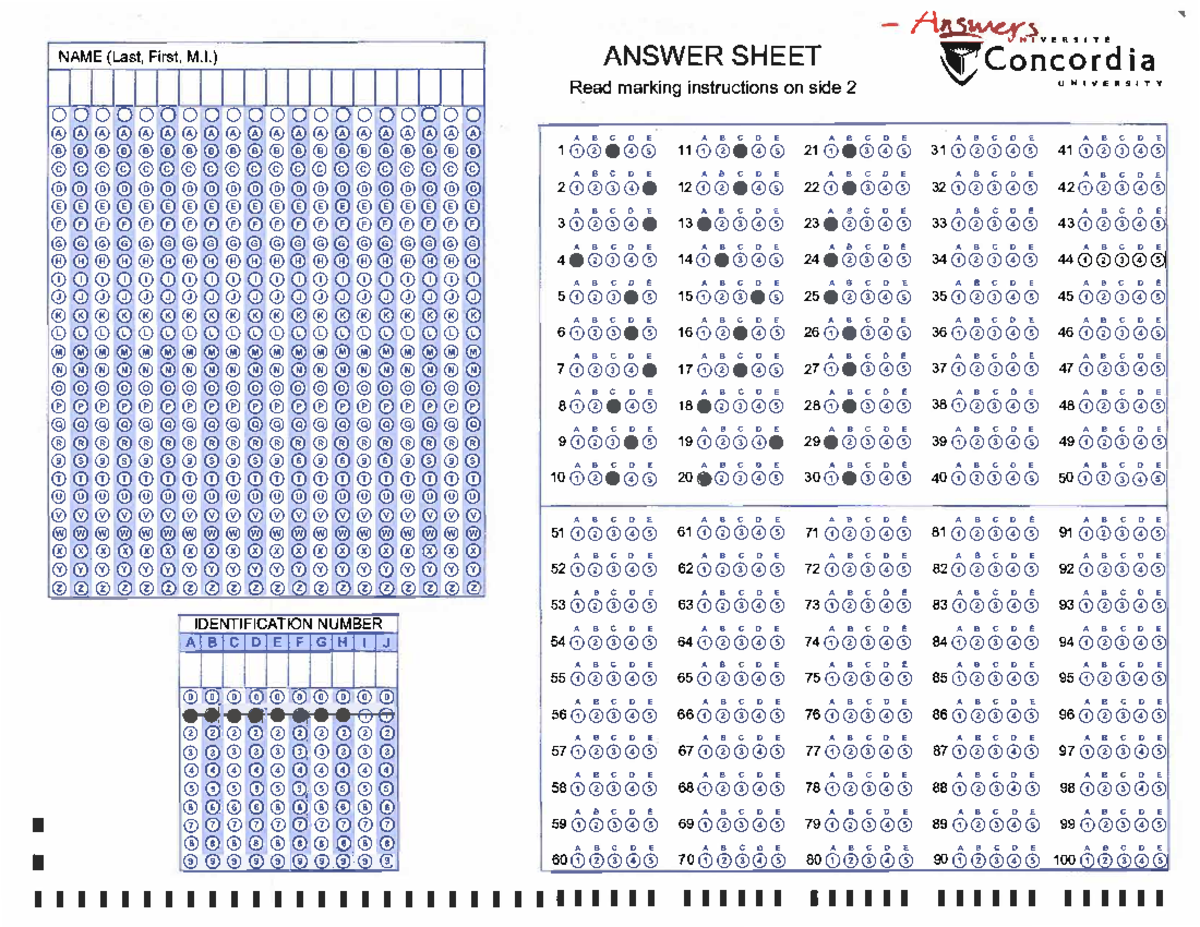 MECH 321-Midterm-Answerkey-Version C - 1 1 ANSWER SHEET f-\ V I R S I T ...