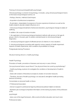 Consequences of disturbance - Disorder: complaints, symptoms, syndromes ...