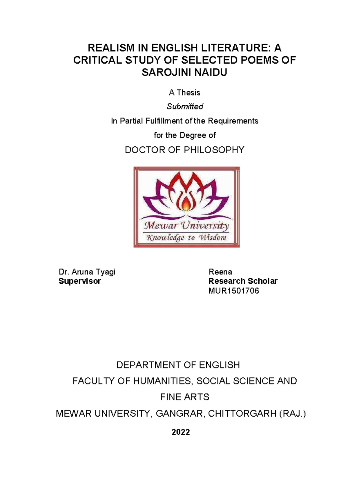 01 title - Work - Ba English - REALISM IN ENGLISH LITERATURE: A ...