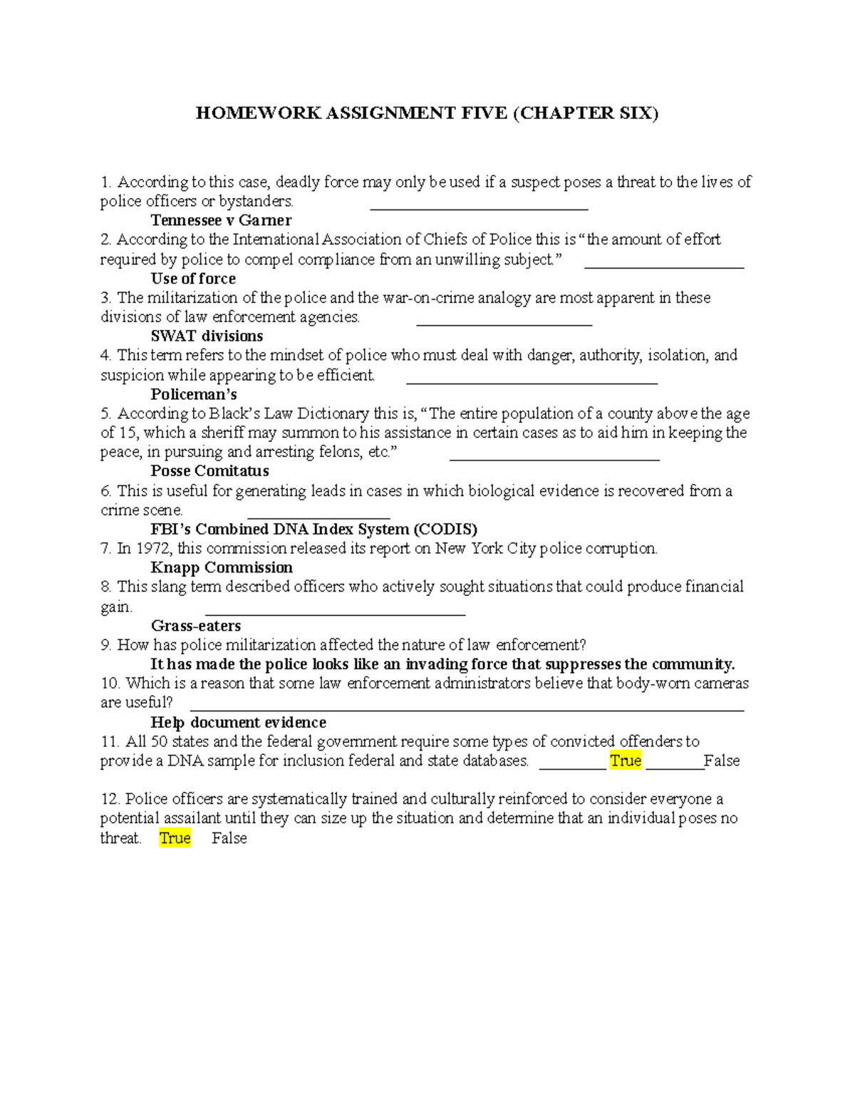 CJS1002 Homework Assignment FIVE - HOMEWORK ASSIGNMENT FIVE (CHAPTER ...