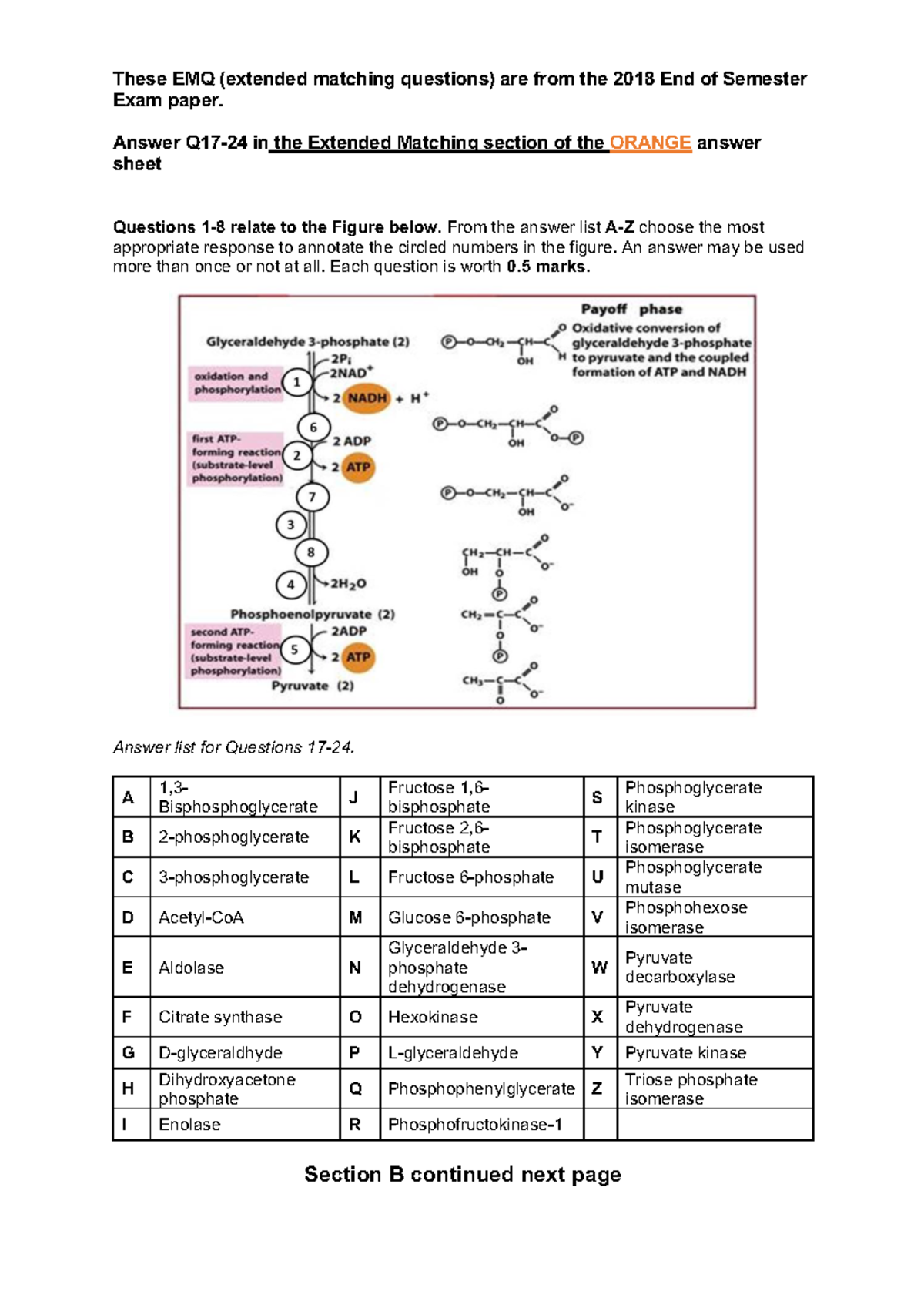 BIOM2000 1 practice EMQ 2023 - These EMQ (extended matching questions ...