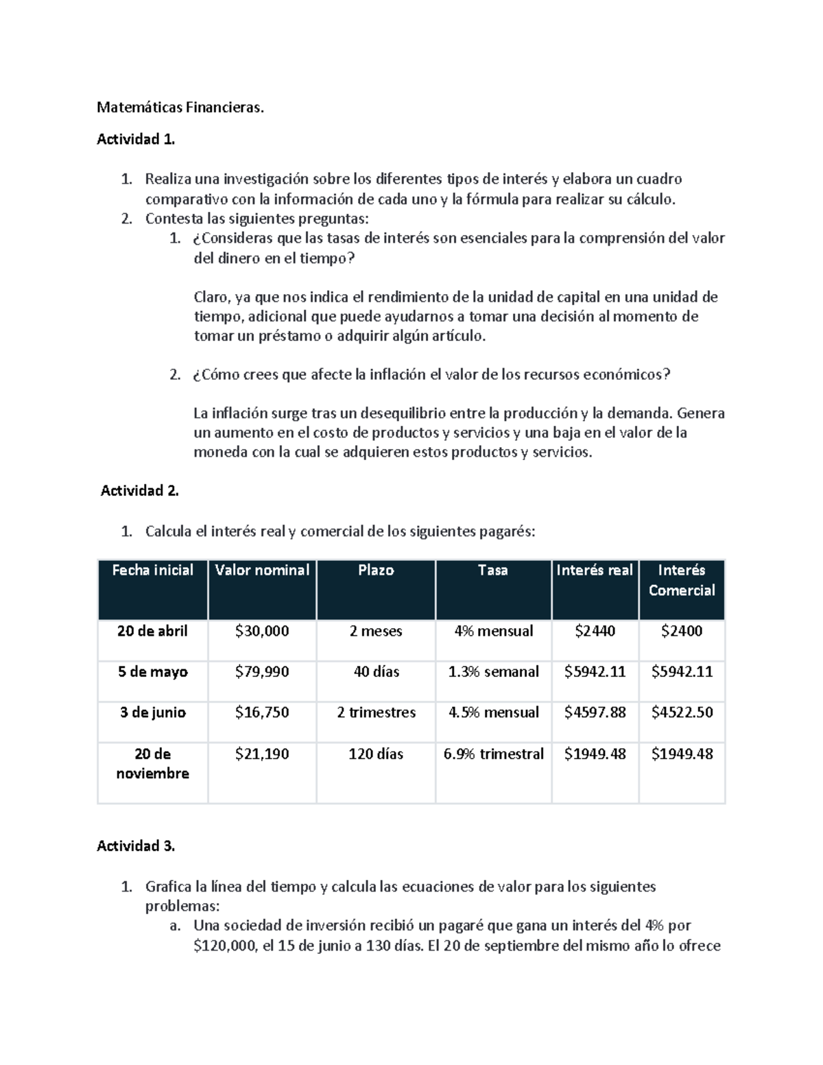 Tarea 1 - lkj - Matemáticas Financieras. Actividad 1. Realiza una ...