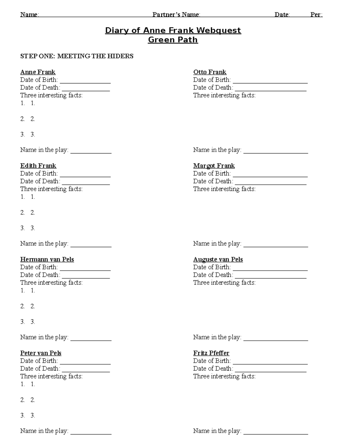 Afwebquest greenpath - Webquest - Name : Partner’s Name : Date : Per ...