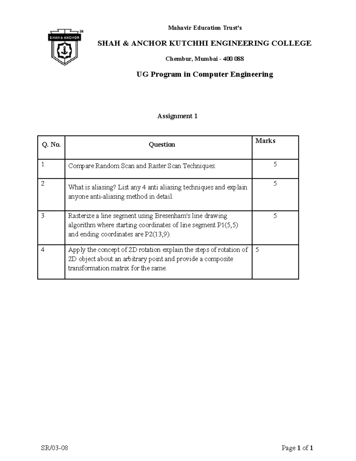 CG Assignment 01 - suck my balls - Mahavir Education Trust's SHAH ...