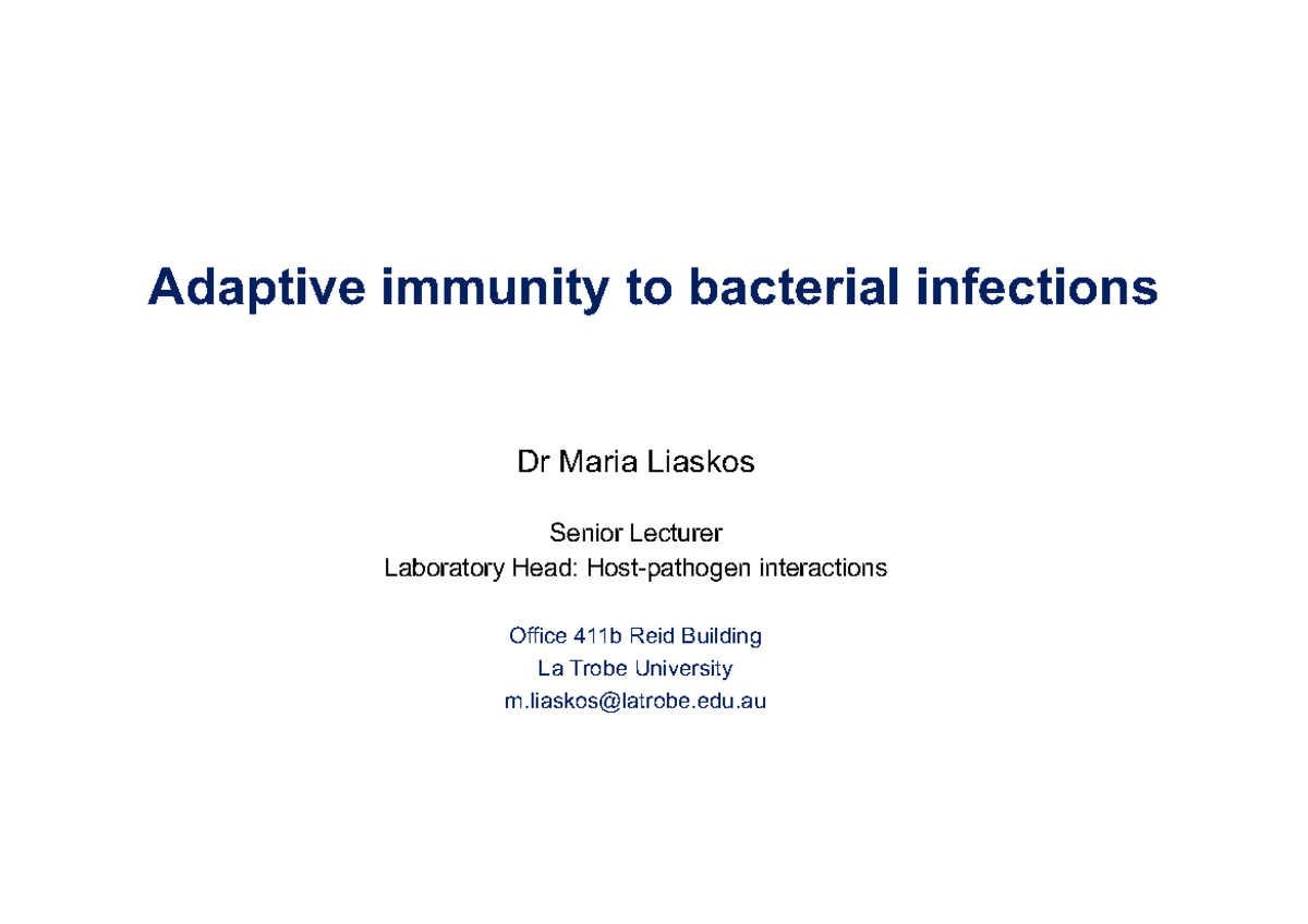 Liaskos Lecture 3 MIC Adaptive immunity - Adaptive immunity to ...