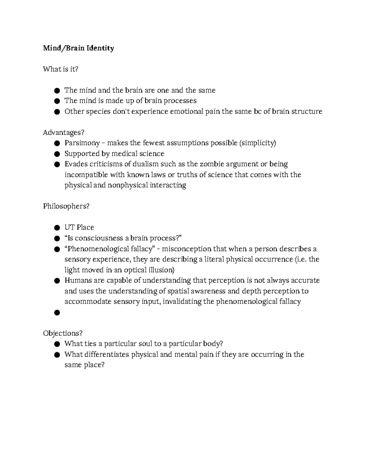Mind Brain Identity - Mind/Brain Identity What is it? The mind and the ...