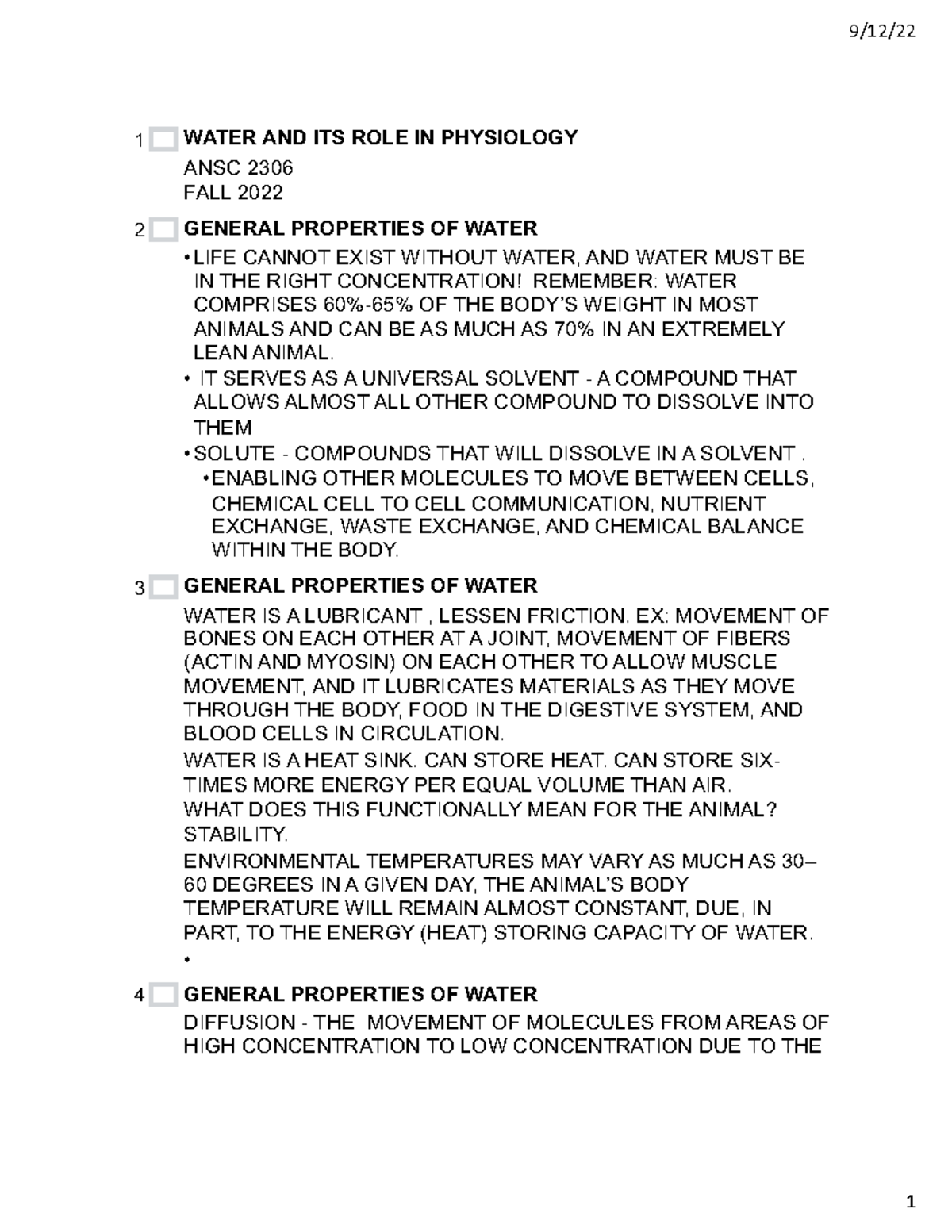 Lect 4 Water and its Role in physiology lect - Read-Only - 9/12/ 1 ...