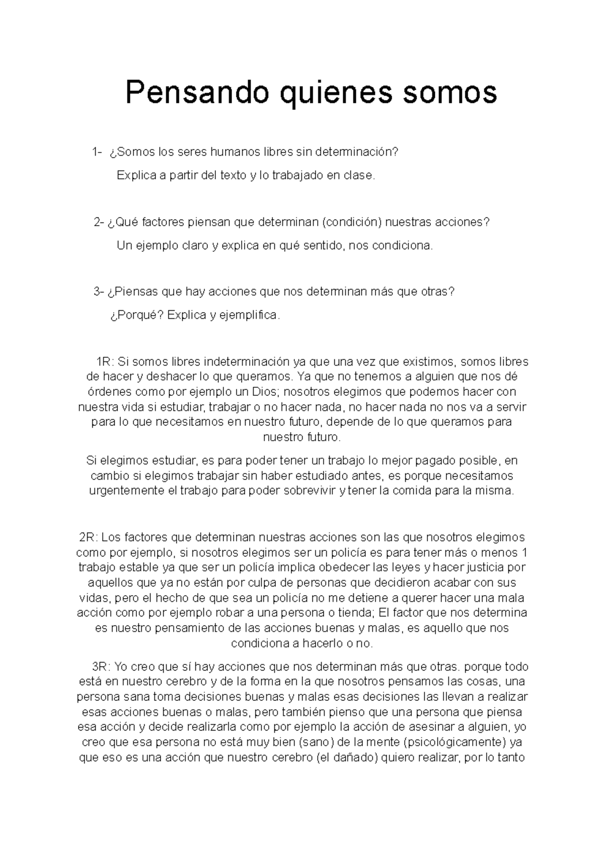 Quienes somos, filosofia - Pensando quienes somos 1- ¿Somos los seres ...