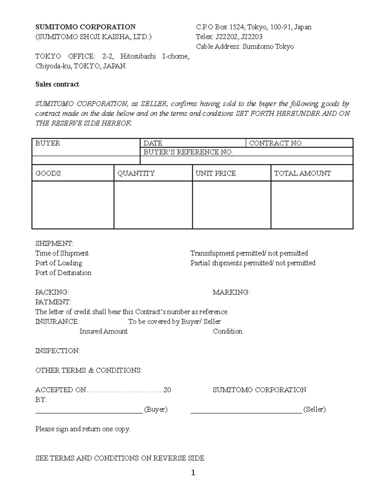 Sumitomo Corporation - SUMITOMO CORPORATION (SUMITOMO SHOJI KAISHA, LTD ...
