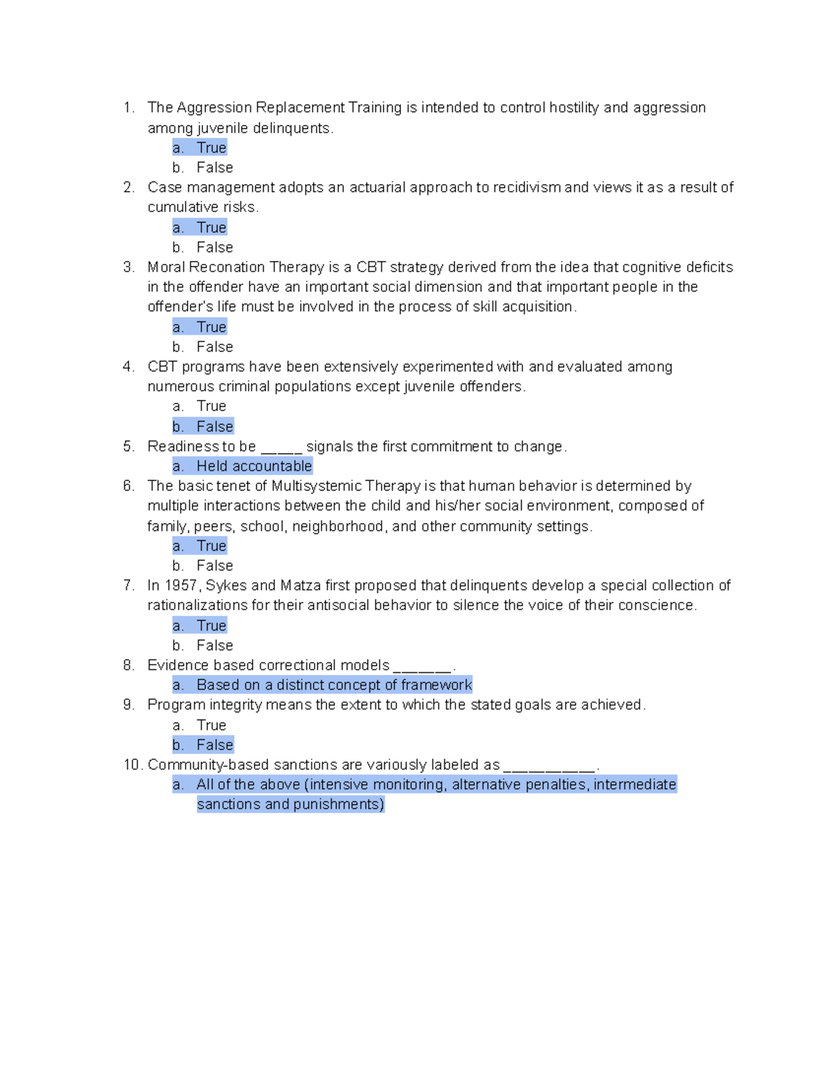 Correctional Strat Quiz CH 4 - The Aggression Replacement Training is ...