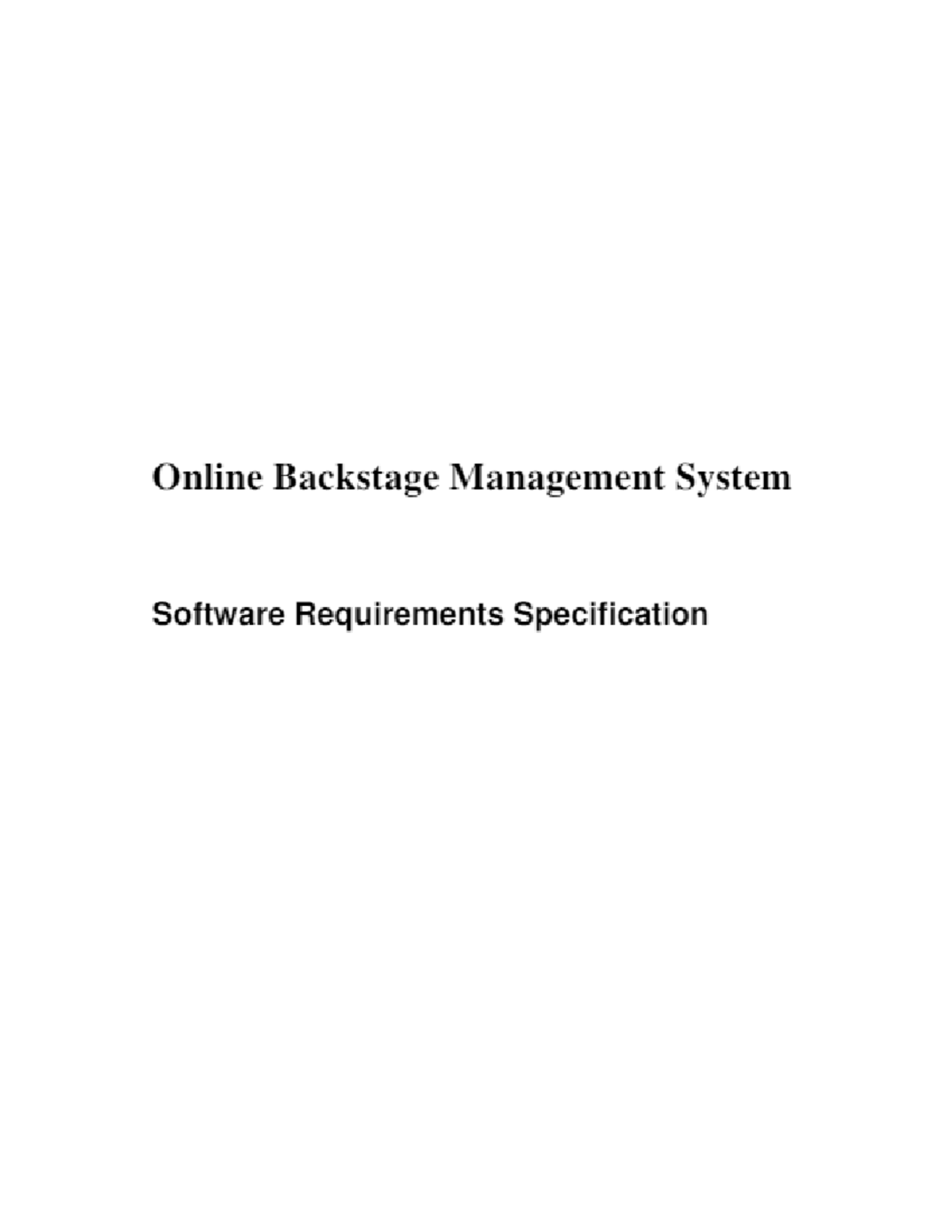 Online Backstage Management System - BAM 3014 - Studocu