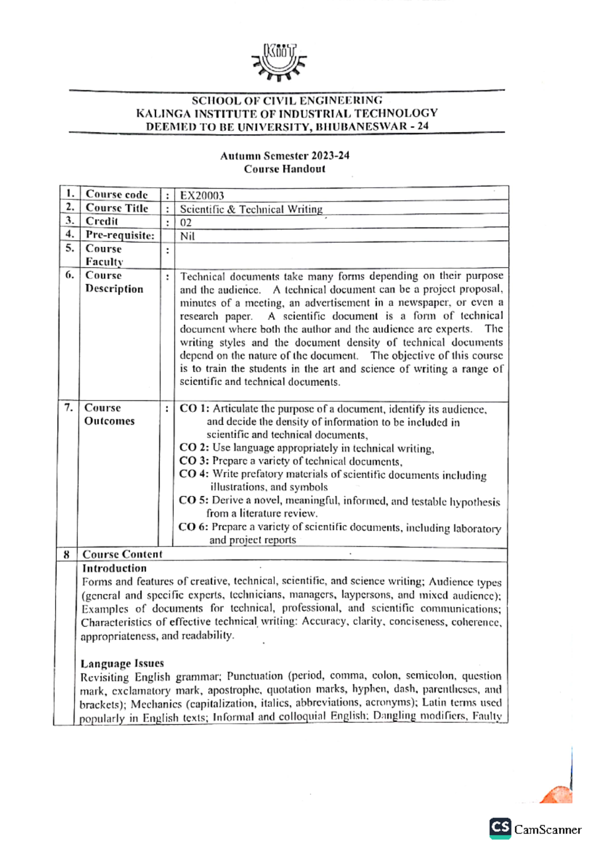 STW(Technical writing) Syllabus - KOOT SCHOOL OF CIVIL ENGINEERING ...