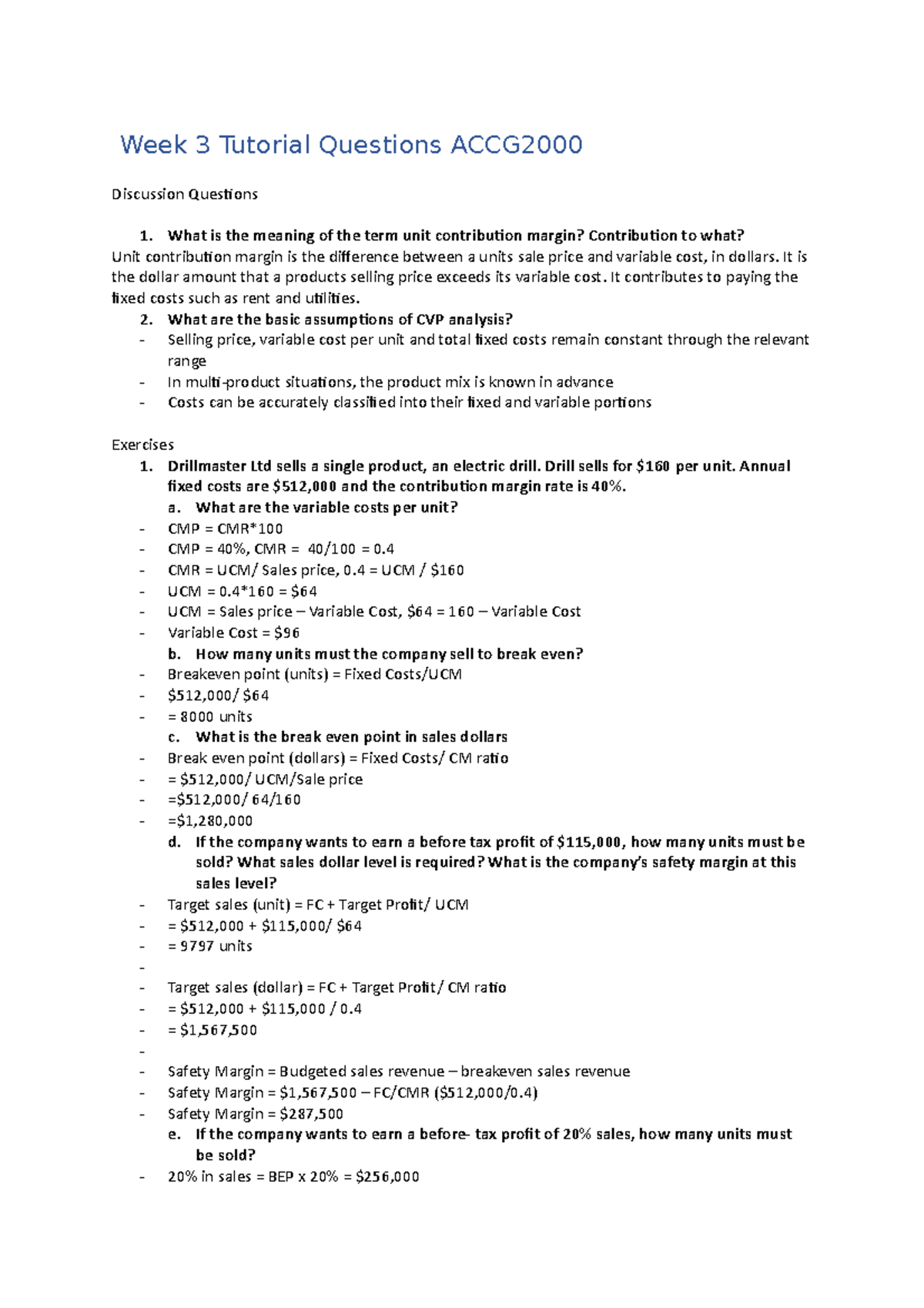 ACCG200 0 Week 2 Hw - Homework for week 2 - Week 3 Tutorial Questions ACCG Discussion Questions ...