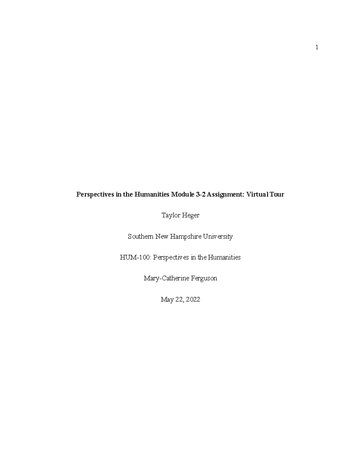 HUM 100 3-2 Short Answer - Perspectives in the Humanities Module 3-2 ...