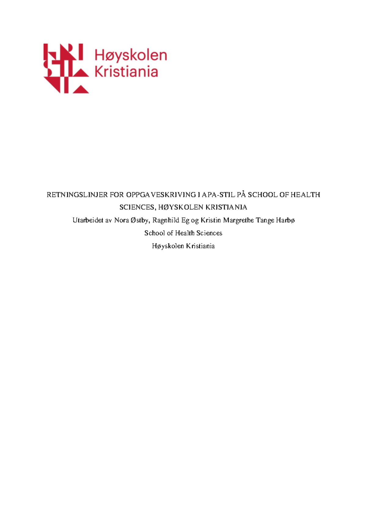 APA stil - Apa stil - RETNINGSLINJER FOR OPPGAVESKRIVING I APA-STIL PÅ ...
