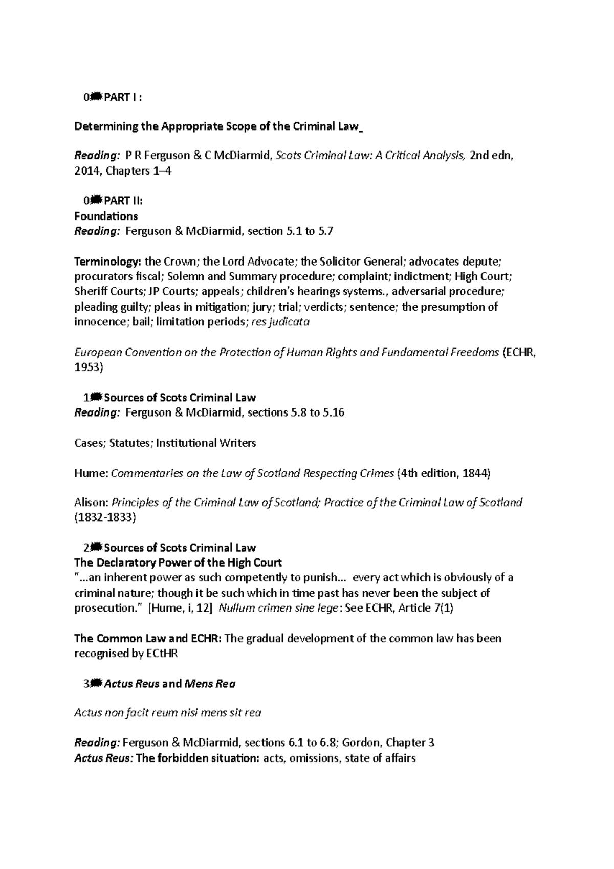 PART I, tro to criminal law- scots criminal law - 0 PART I ...