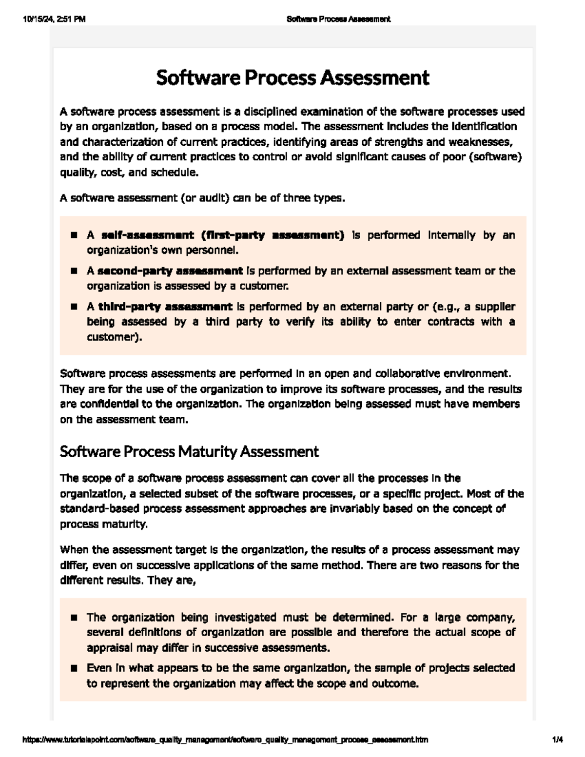 Assessement methods - Copy - 2:51 PM Software Process Assessment Software Process Assessment A ...