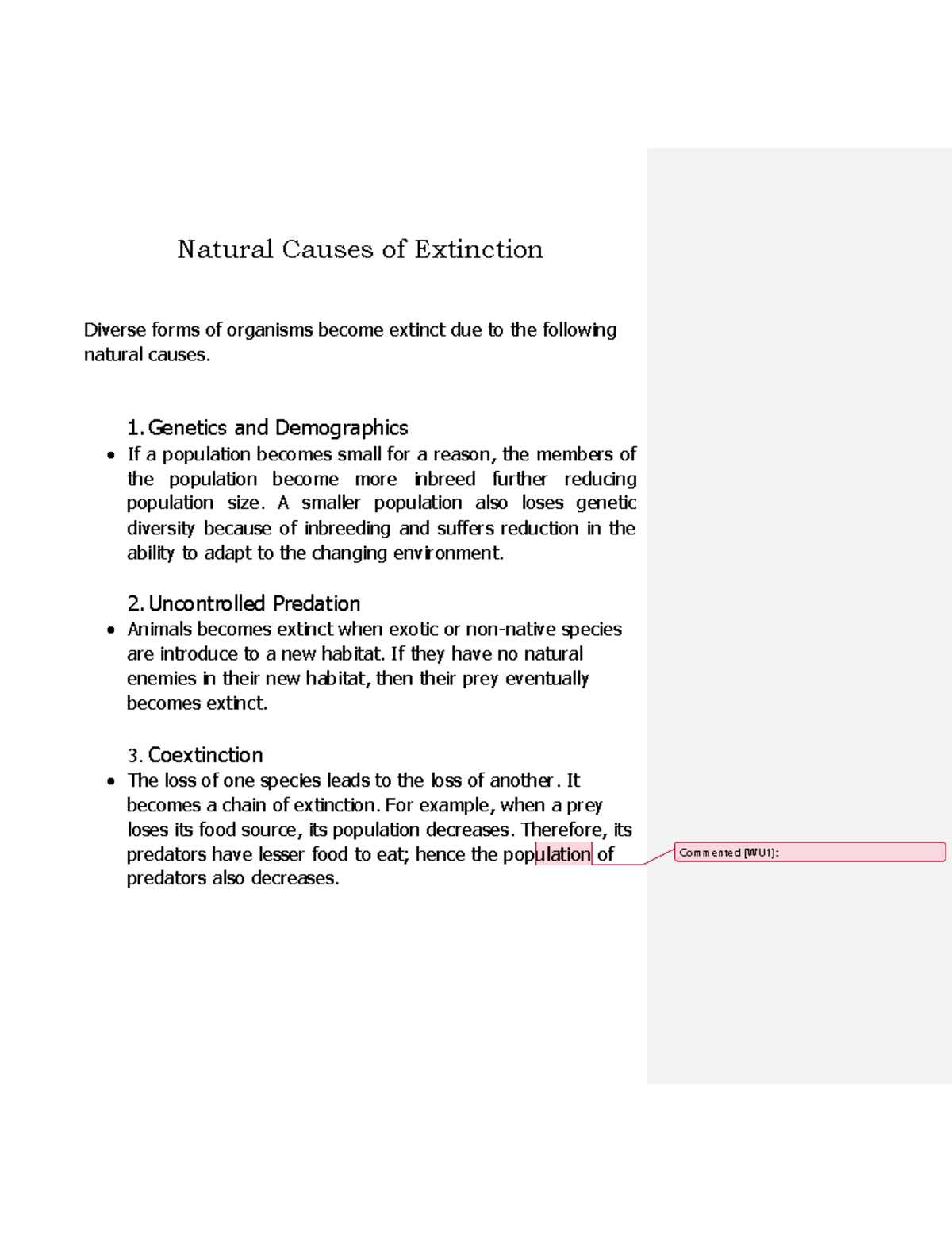 Natural Causes of Extinction - Natural Causes of Extinction Diverse ...
