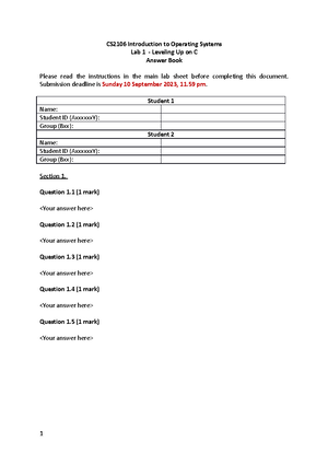 Lab01Qns - Lab Assignment - CS2106 Introduction to Operating Systems Lab 1 - Leveling Up on C ...