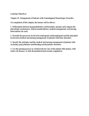 30 Hemo - hemo notes - Learning Objectives Chapter 30: Management of ...