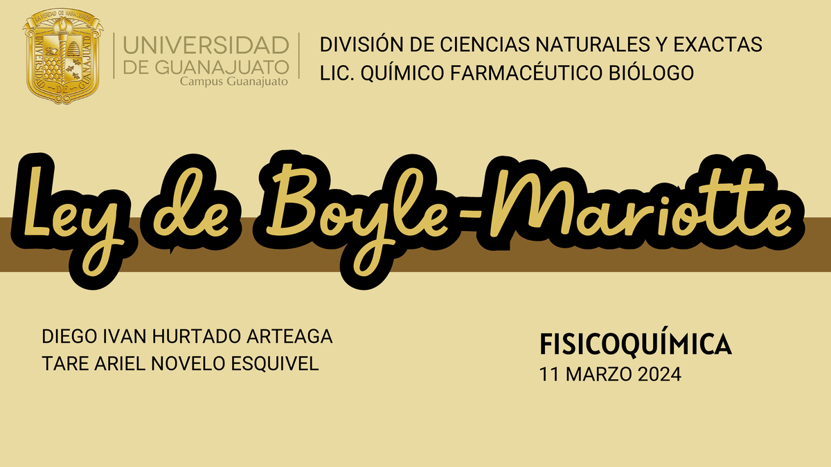 LEY DE Boyle Fisicoquimica - Ley de Boyle-MariotteLey de Boyle-Mariotte ...