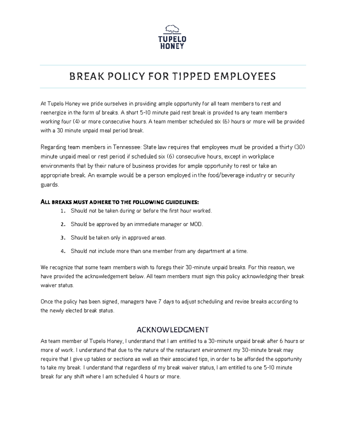 Break policy - when i was a young boy, my father, he told me - BREAK ...